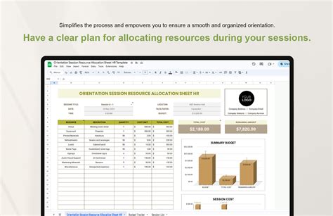 Orientation Session Resource Allocation Sheet Hr Template In Excel