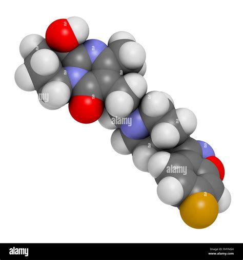 Paliperidone 9 Hydroxyrisperidone Antipsychotic Drug Molecule Atoms Are Represented As Spheres