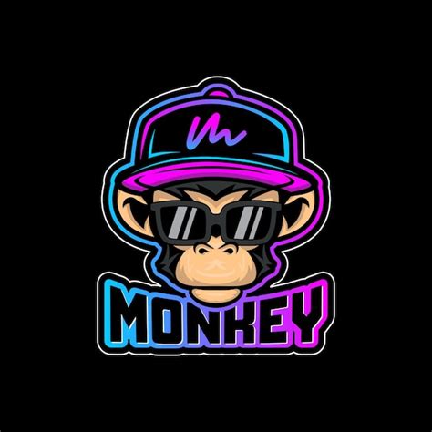 Cool Monkey Glasses Mascot Esport Logo Design Premium Vector