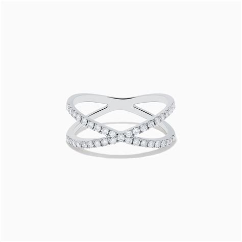 Pave Classica 14k White Gold Diamond Criss Cross Ring 040 Tcw