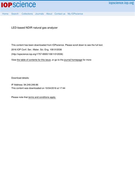 Pdf Led Based Ndir Natural Gas Analyzer