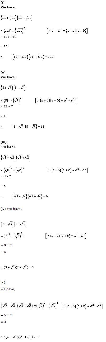 Rd Sharma Solution Chapter 3 Rationalisation Class 9th Mathematics
