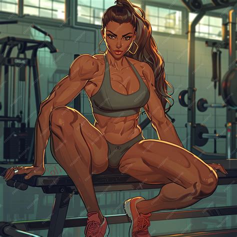 Gym Goddess Latina Fitness Model Showcasing Her Physique Premium Ai