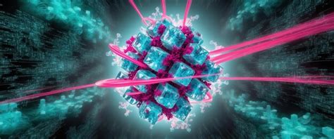 A Quantum Computing Core Floating In Cyberspace Illuminated In Vibrant Colors Premium Ai