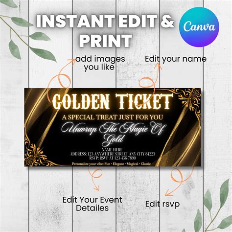 Golden Ticket Template Printable Golden Ticket Template Event Ticket