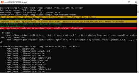 error require ext curl in ubuntu command composer update or install