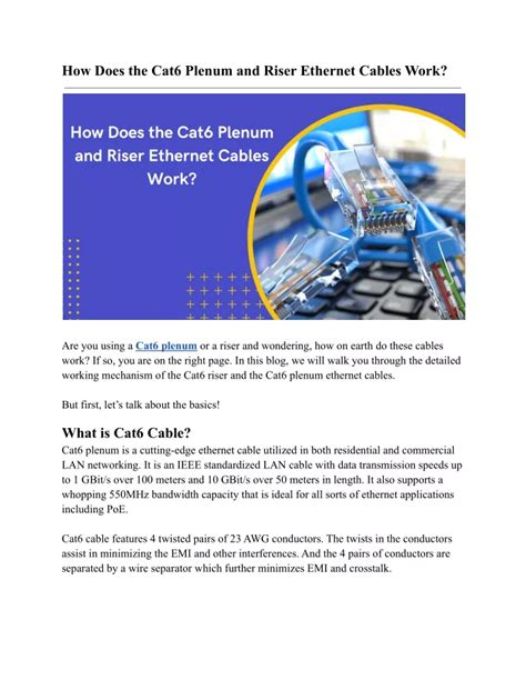 Ppt How Does The Cat6 Plenum And Riser Ethernet Cables Work