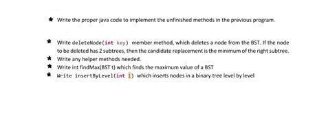 Solved Write The Proper Java Code To Implement The Chegg