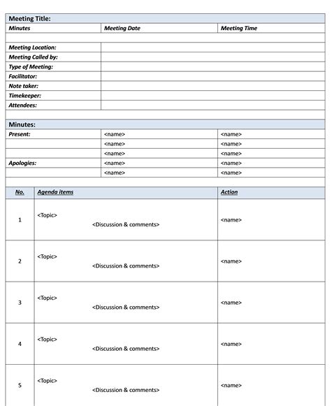 Vfw Meeting Minutes Template