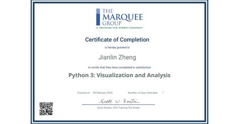Jianlin Zheng On Linkedin Certificate For Python 3 Visualization And Analysis Issued By Training