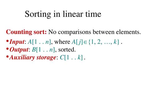 Ppt Sorting In Linear Time Powerpoint Presentation Free Download