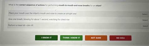 solved what is the correct sequence of actions for performing mouth to