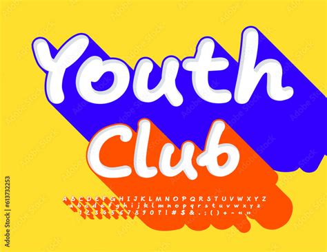 Vector Colorful Poster Youth Club Creative Font With Big Shadow