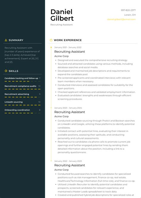 Recruiting Assistant Resume Examples And Templates