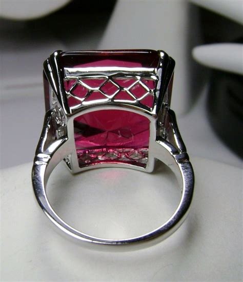 Ruby Ring Sterling Silver 20ct Big Huge Square Cut Simulated Etsy
