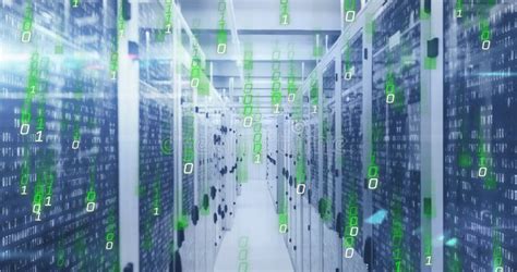 Data Being Processed Through A Network Of Computer Servers Stock Video