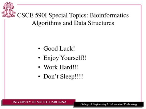 Ppt Csce 590i Bioinformatics Algorithms And Data Structures