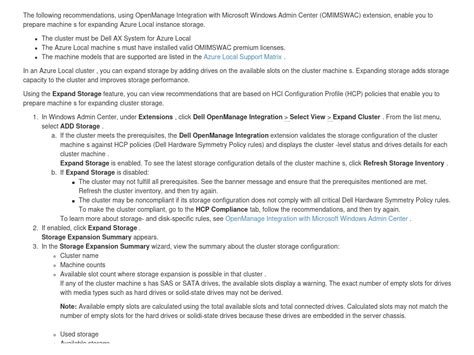 View Recommendations For Storage Expansion Azure Portal Deployment
