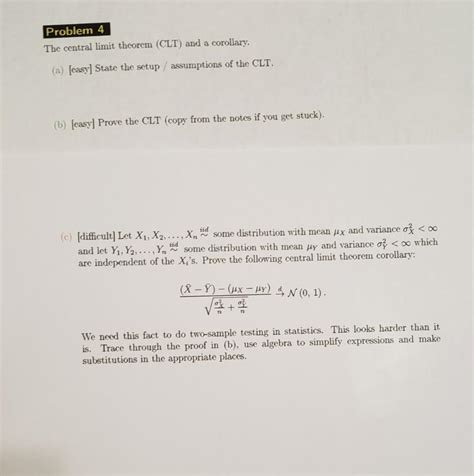 Solved Problem 4 The Central Limit Theorem Clt And A