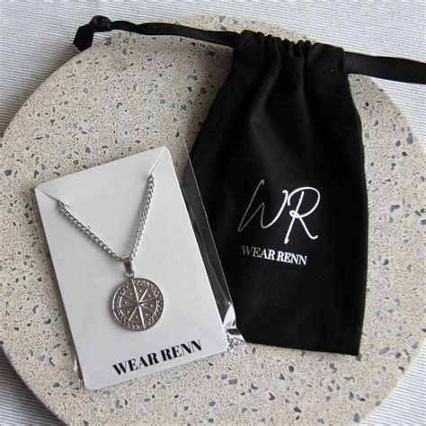 Silver Compass Pendant Necklace For Men Or Women Boutique Wear Renn