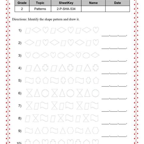 Patterns Worksheets For Grade 2