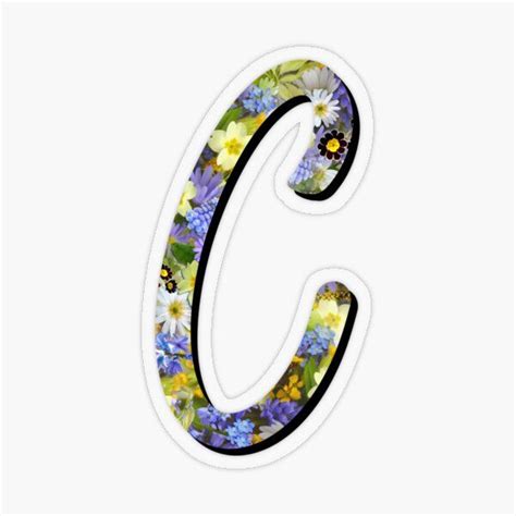 Letter C Monogram Initial Floral Variant Sticker