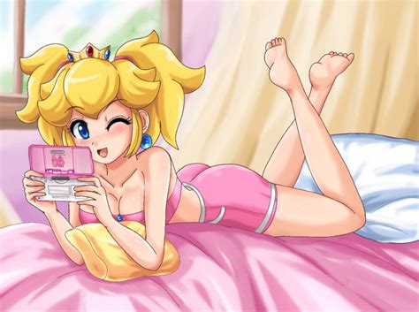 Rule 34 Ass Bed Blonde Hair Bra Breasts Cute Feet Mario Series