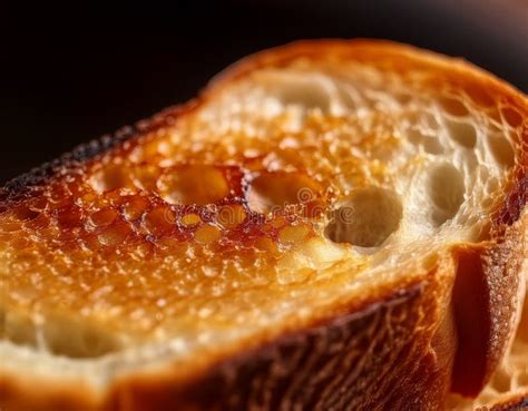 An Ultra Close Up Of Toasted Bread Revealing Its Crispy Browned Crust And Porous Texture Inside