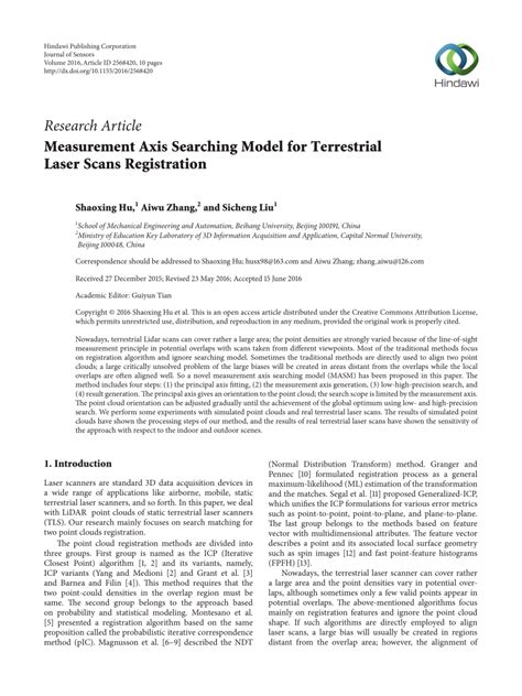 Pdf Measurement Axis Searching Model For Terrestrial Laser Scans Registration