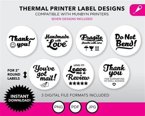 Direct Thermal Printer Label Design Bundle Instant Download 7