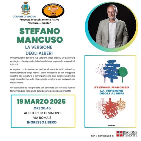 Il Neurobiologo Vegetale Stefano Mancuso Allauditorium Di Vinovo Con La Versione Degli Alberi