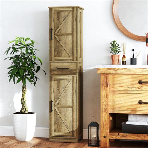 Gracie Oaks 67 Tall Bathroom Storage Cabinet With Drawer Farmhouse