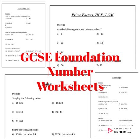 10 Gcse Number Worksheets For Foundation Level With Practice And Exam Questions