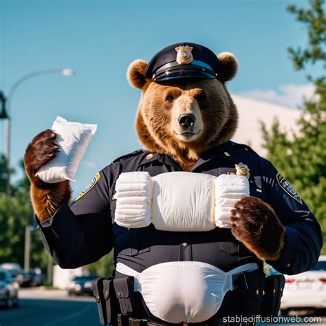 Bear Cop Holding Adult Diaper Stable Diffusion Online