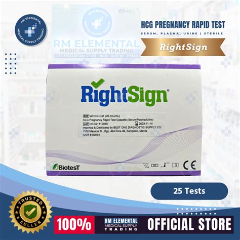 Box Pregnancy Test Rightsign Serum Plasma Urine 25 Tests Box
