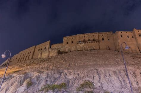 Night View Of The Ancient Citadel In Erbil Hawler Kurdistan Region