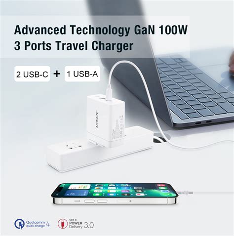 Oem 100w 3 Port Usb C Fast Wall Charger With Gan Tech 100w 3 Port Usb C