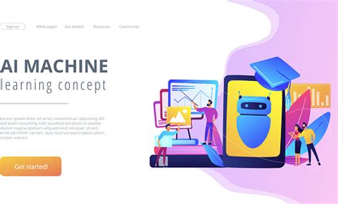 chatbot self learningconcept landing page stock illustration download