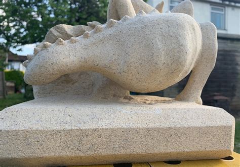 Hand Carved Limestone Hatching Dragon Etsy Uk