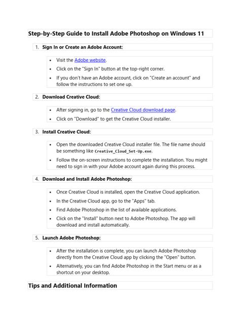 Step By Step Guide To Install Adobe Photoshop On Windows 11 Pdf