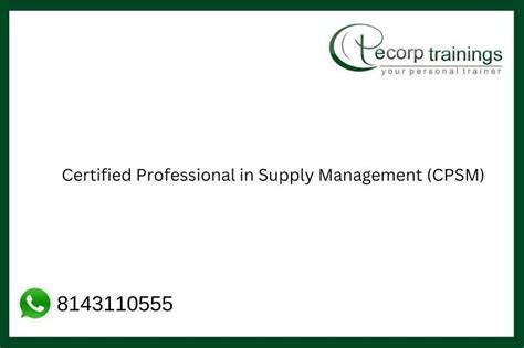 Cpsmcertified Professional In Supply Management Training Hyderabad