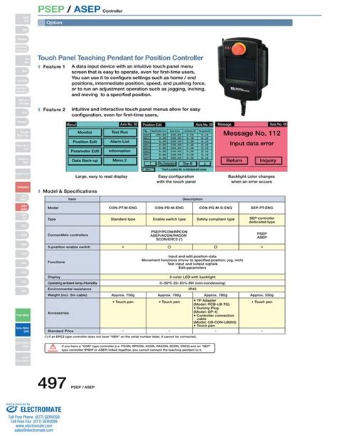 Iai Psep Asep Controller Specsheet Pdf