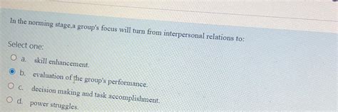 In The Norming Stagea Groups Focus Will Turn From