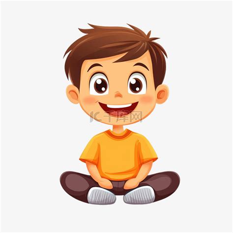 快乐的卡通人物坐在地上素材图片免费下载 千库网