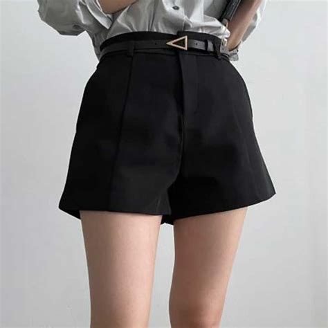 꿀벌마켓 여성 정장반바지 벨트 슬랙스 주름 데일리 데이트룩 여성반바지 여름여성바지 여자편한바지 여름반바지 여성여름팬츠