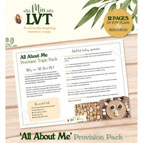 All About Me Provision Topic Pack Miss Lvts Range Miss Lvts Eyfs