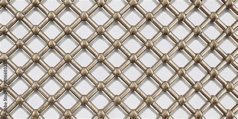 Intricate Metal Netting Forms A Seamless Grid Pattern On A Pure White