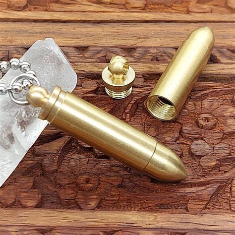 Solid Brass Bullet Urn Pendant Memorial Ashes Necklace