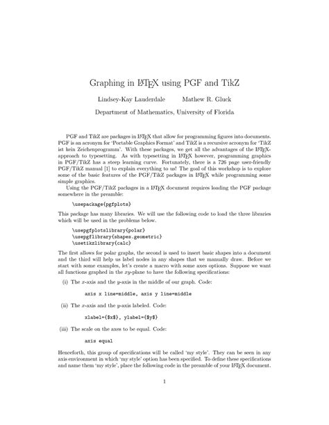 Tikz Latex Guide Graphing In LATEX Using PGF And TikZ Lindsey Kay Lauderdale Mathew R Gluck