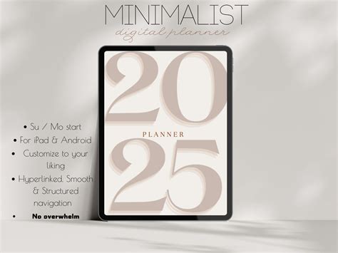 2025 Digital Monthly Calendar Minimalist Digital Planner Ipad Planner